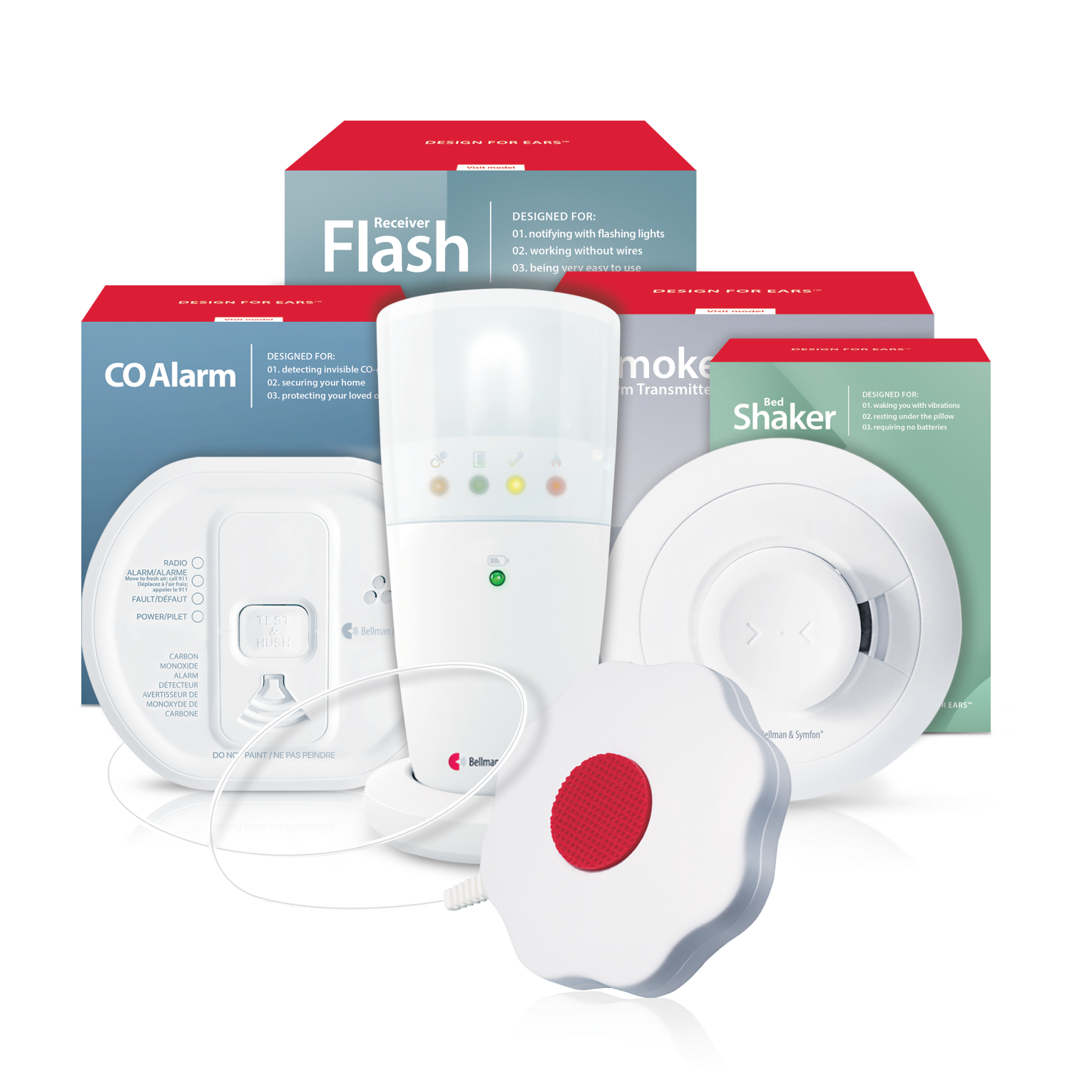 Smoke & CO Alarm with Bed Shaker for Deaf people – Bellman & Symfon
